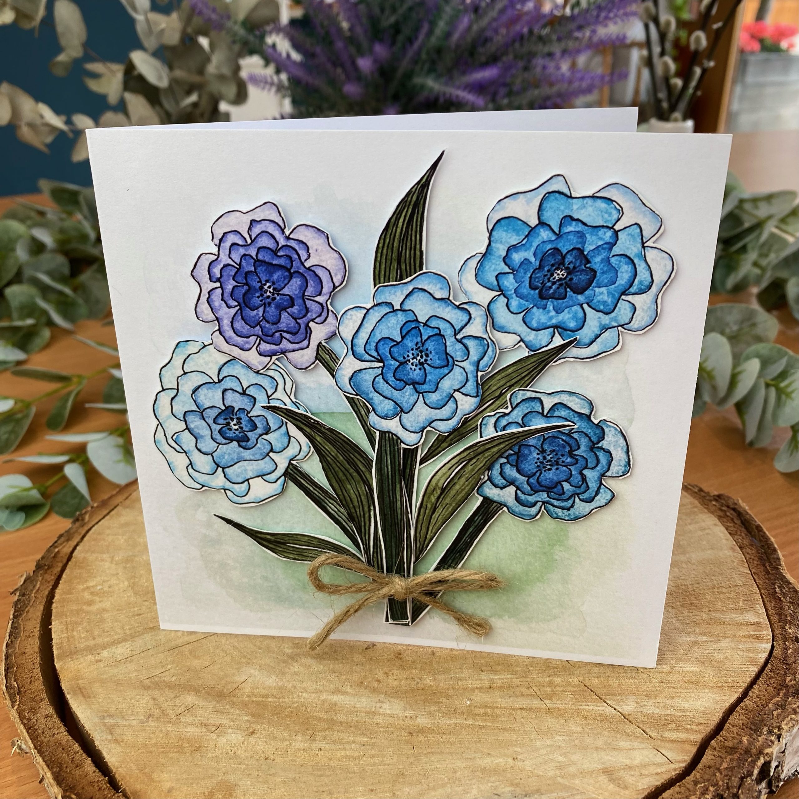 Blue Flowers Card - The Drawing Rooms
